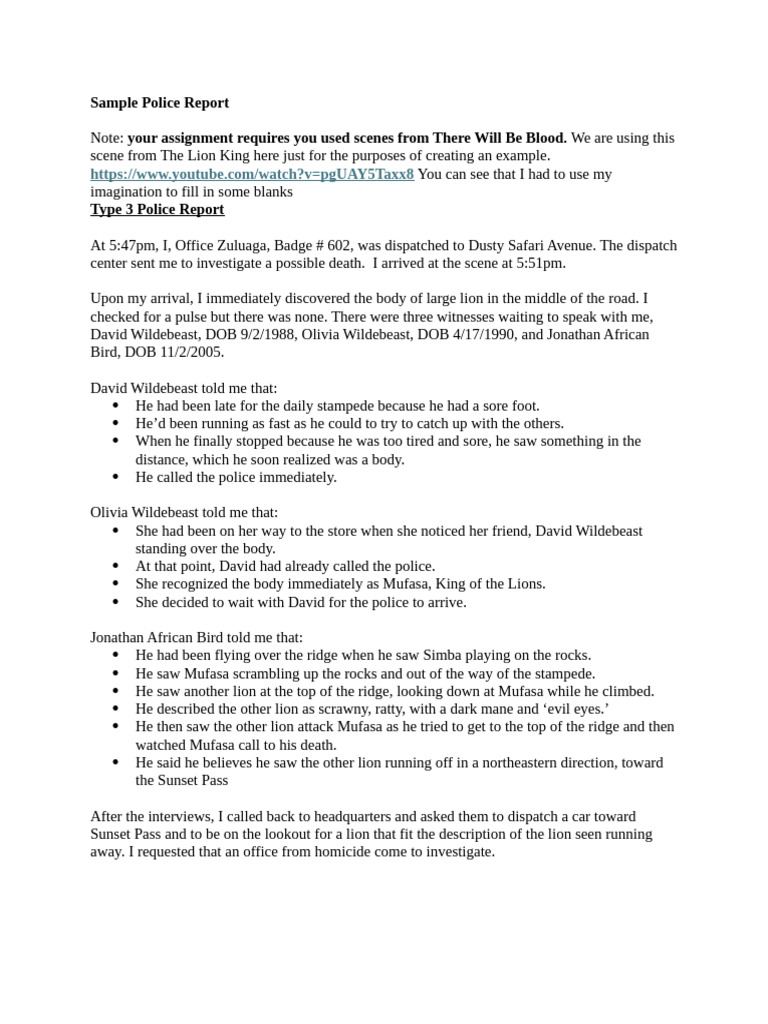 Sample Police Report | PDF
