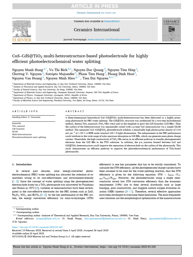 2023-04) Ceramics International-Hung | PDF | Titanium Dioxide | Chemistry
