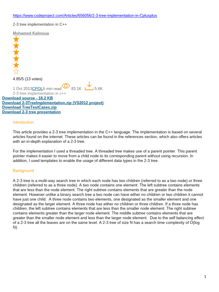 2-3 Tree Implementation in CPP | PDF | Algorithms And Data Structures | Computer Programming