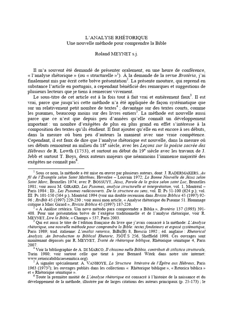 Analyse Rhétorique (Roland Meynet) | PDF | Notre Père | Jean (apôtre)