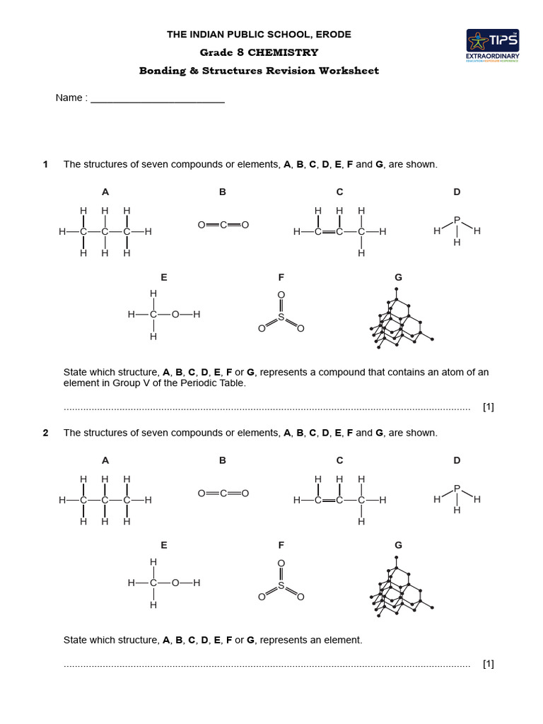 Chemistry Structures and Bonding Worksheet | PDF | Salt (Chemistry ...