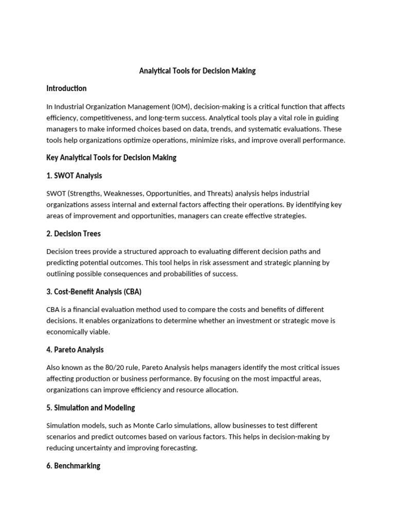 Analytical Tools for Effective Decisions | PDF
