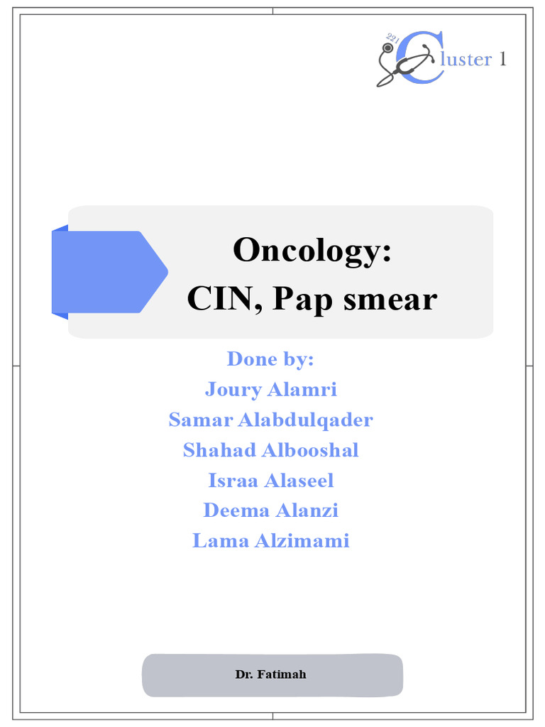 Oncology CIN, Pap Smear (Rotation Notes) | PDF | Cervical Cancer ...