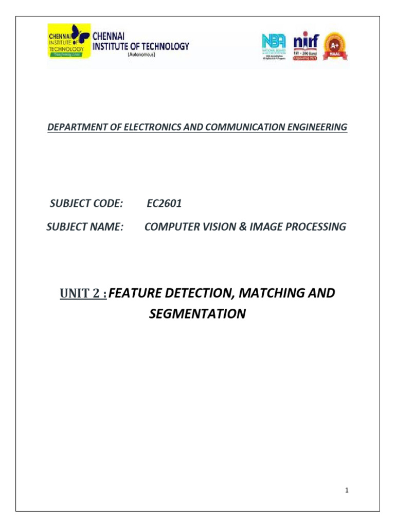 Unit 2 Computer Vision & Image Processsing | PDF | Image Segmentation | Mathematical Optimization