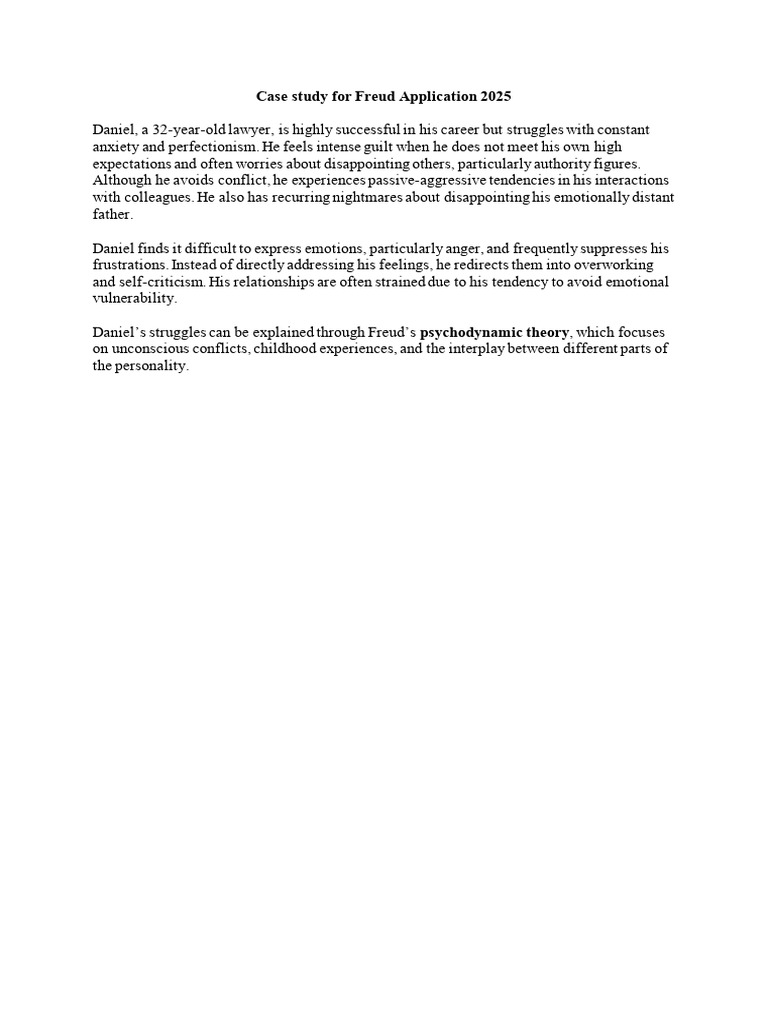 Freud Case Study For Application 2025 | PDF