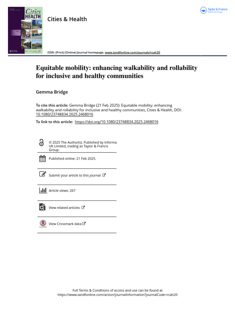 Equitable Mobility Enhancing Walkability and Rollability For Inclusive ...