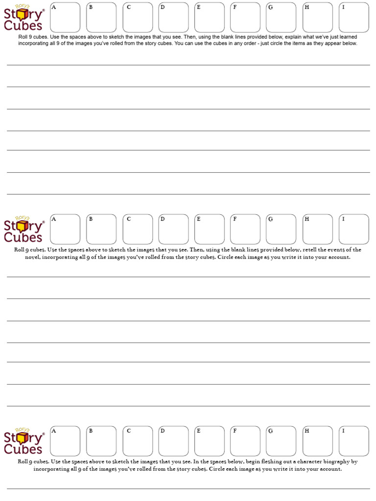 Story Cube Activity Template | PDF