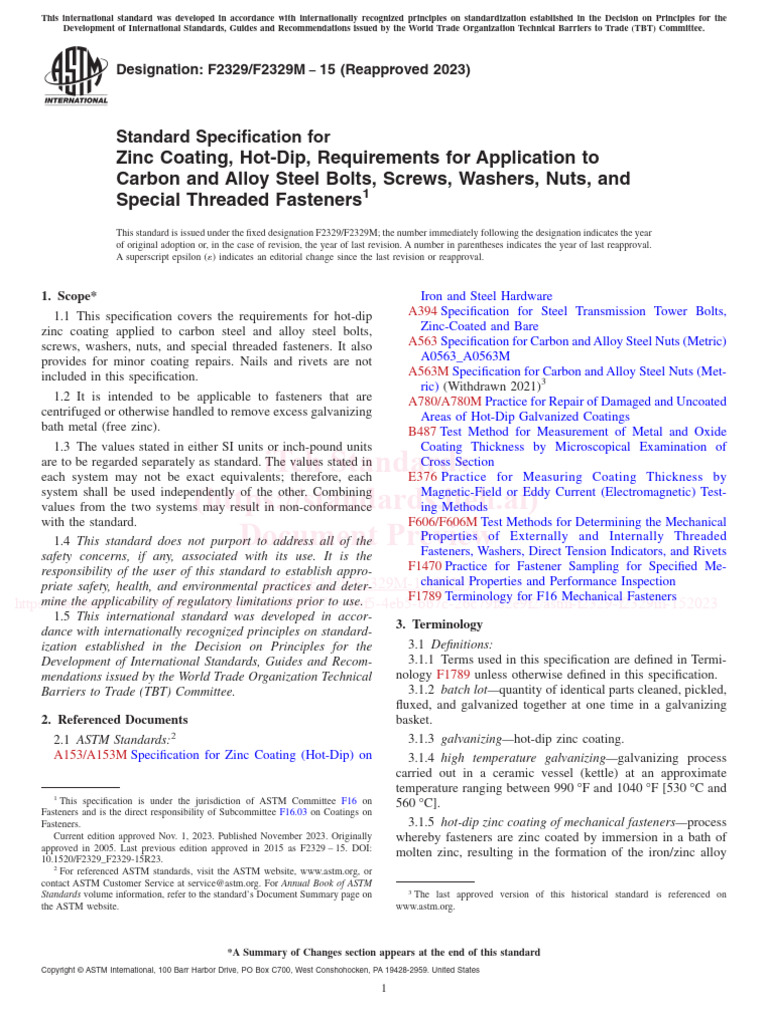 Astm F2329 F2329M 15 2023 | PDF | Screw | Materials