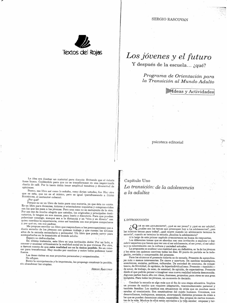 Rascovan Sergio Los Jovenes y El Futuro y Despues de La Escuela Que Compress | PDF