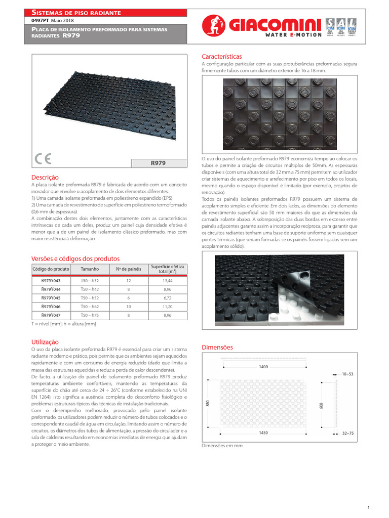 Placa Isolante Pre Formada Giacomini 13.44m2 para Piso Radiante 881867 ...
