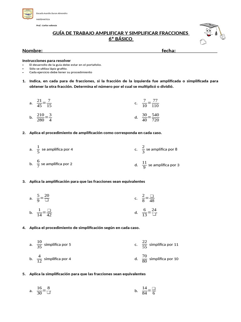 5-6°amplificar y Simplificar Fracciones | PDF