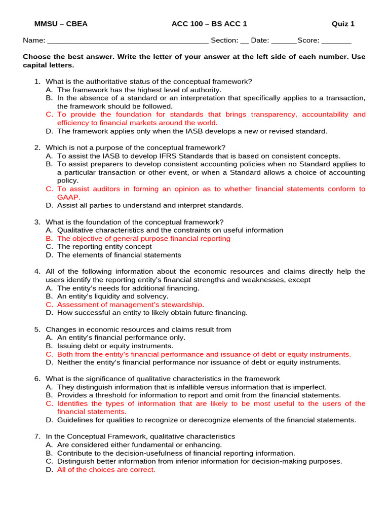 Qualitative Characteristics Quiz | PDF | Business