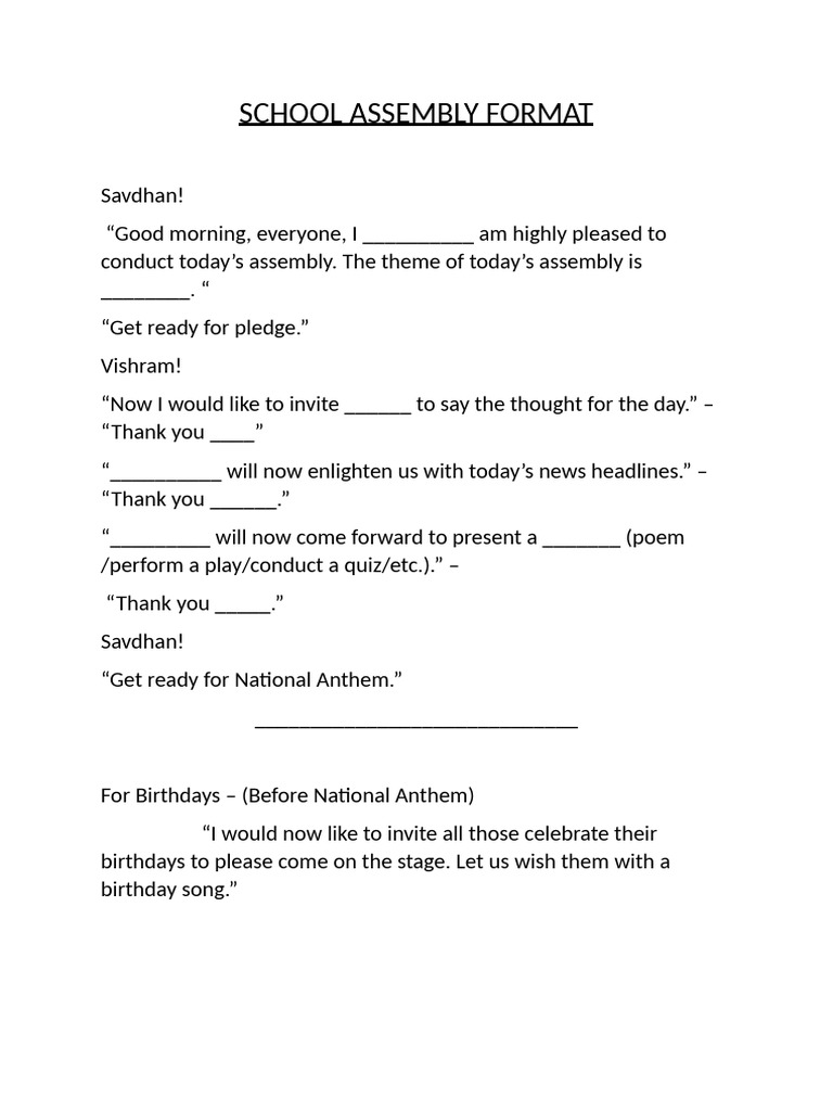 School Assembly Format | PDF