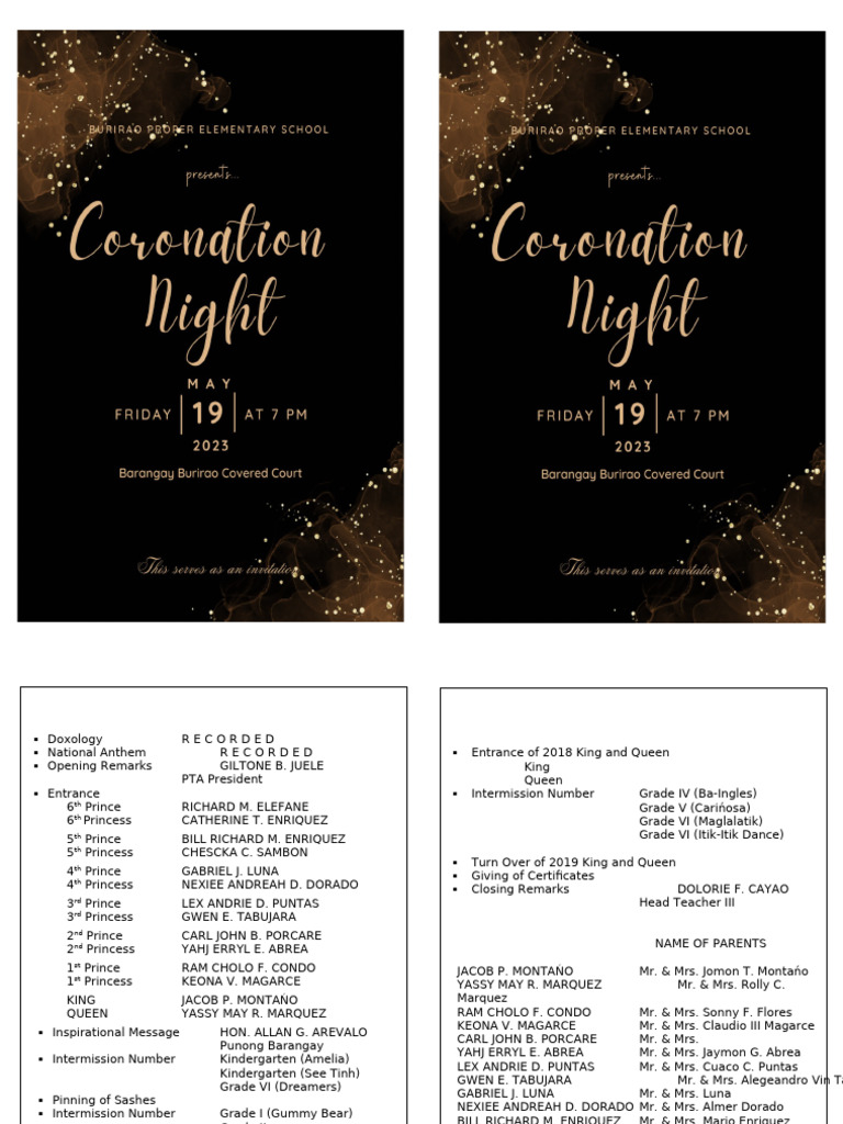 Coronation Night Program | PDF