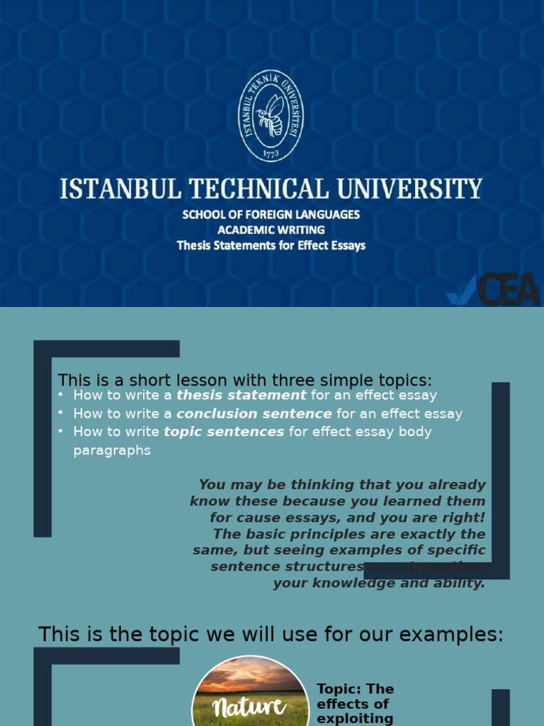 Thesis Statements For Effect Essays | PDF | Verb | Essays