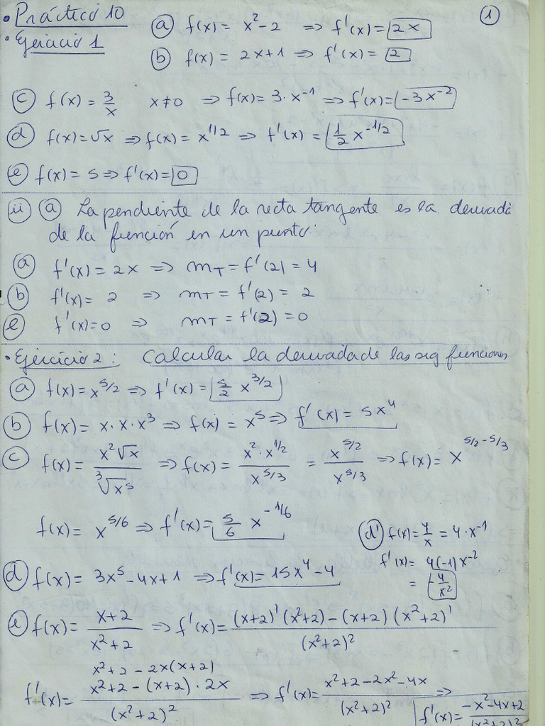 Práctico de Derivadas 1 | PDF