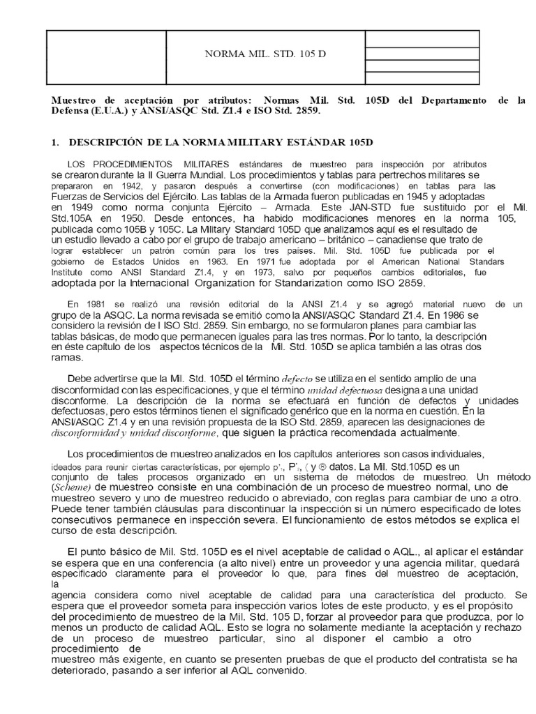Norma Mil STD 105d | PDF