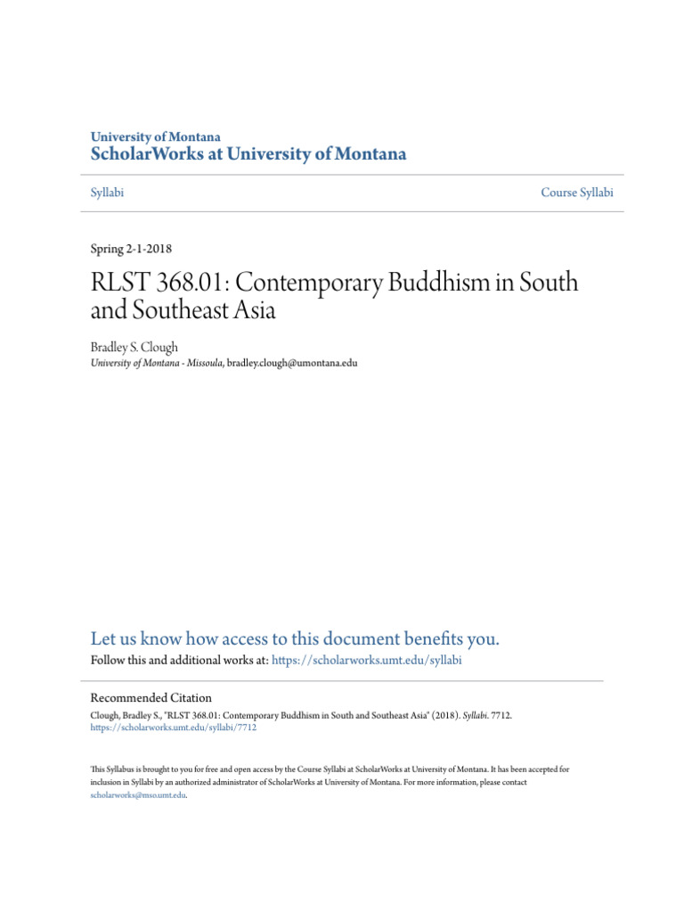 RLST 368 01 Contemporary Buddhism in Sou | PDF | Indian Philosophy ...