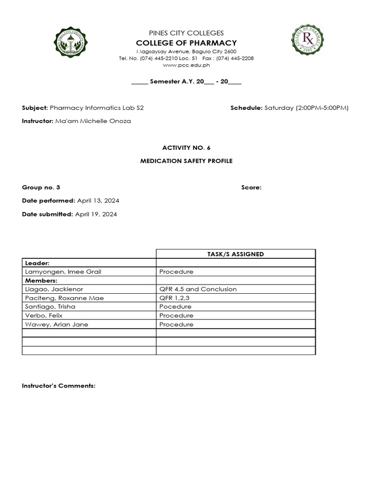 Act No. 6 - Medication Safety Profile | PDF | Pharmacovigilance ...