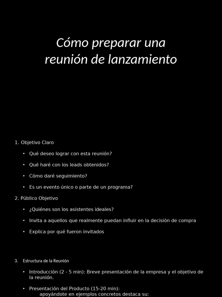 Cómo preparar una reunión de lanzamiento | PDF
