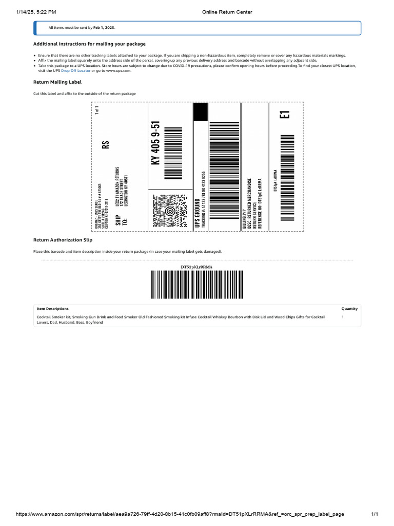 Package Mailing Instructions and Return Info | PDF