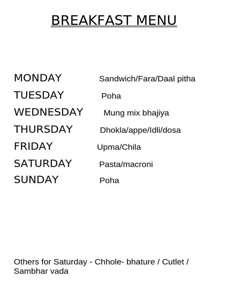 Breakfast Menu | PDF