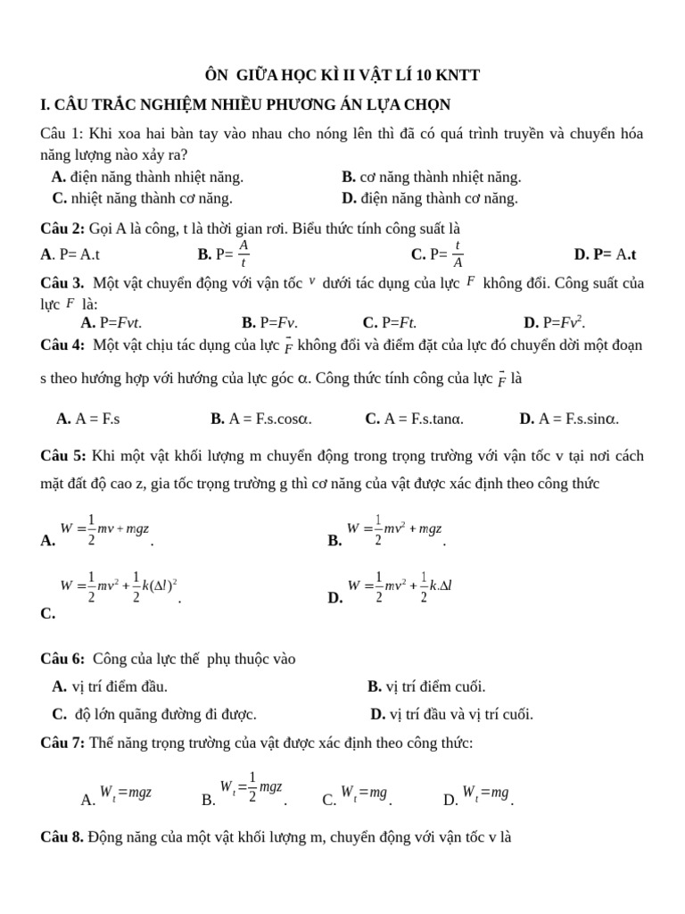 Ôn giữa kì 2 gui HS- Tham khảo | PDF