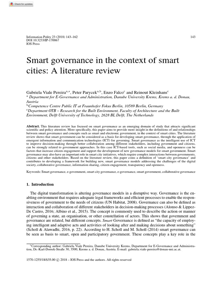 Pereira Et Al 2018 Smart Governance in The Context of Smart Cities A ...