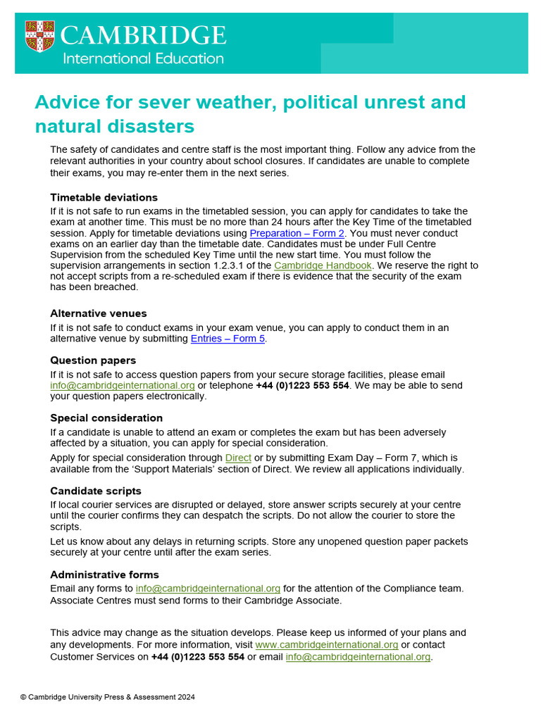 Severe Weather Exam Guidelines | PDF