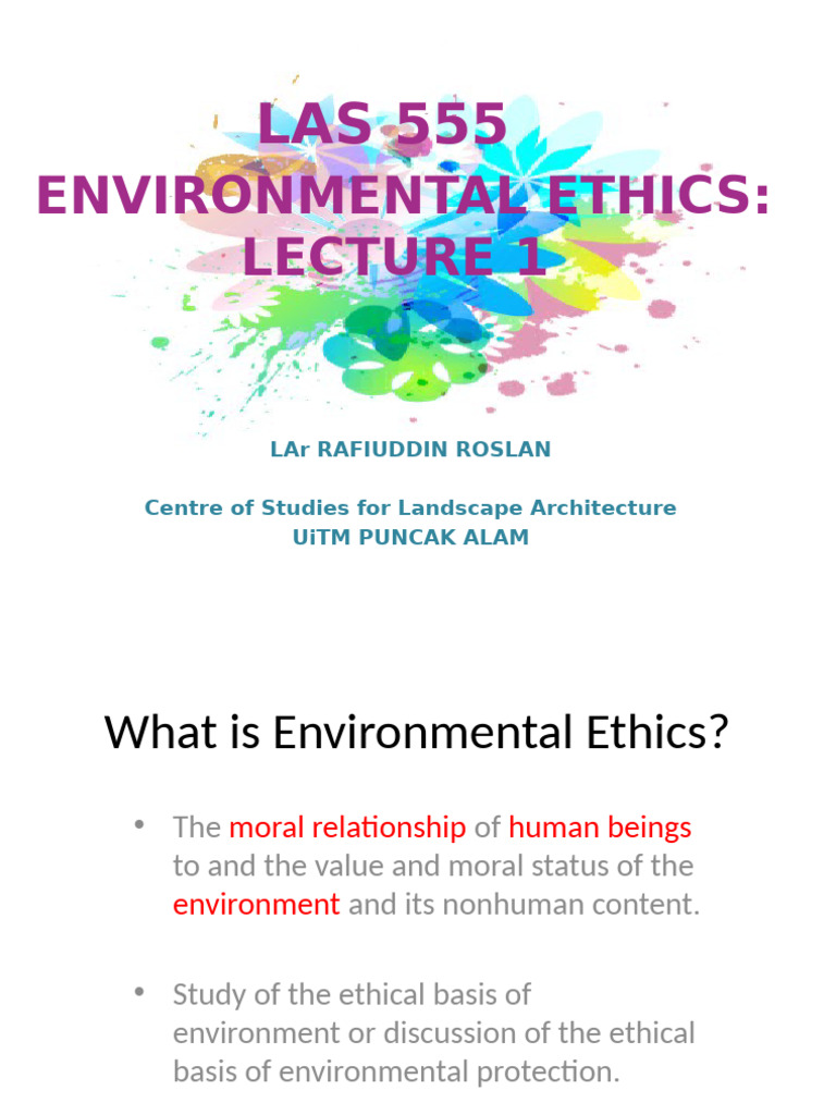 LECTURE 1 Introduction To Environmental Ethics | PDF | Environmental ...