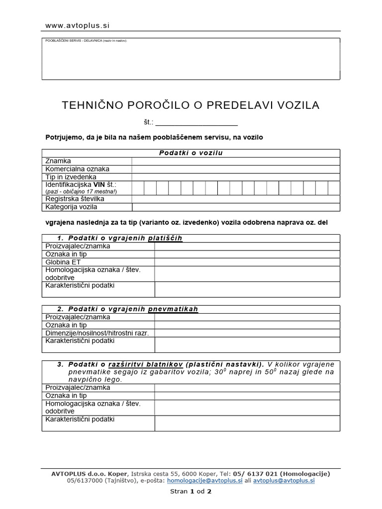 Potrdilo Vgradnji Platisc Pnevmatik | PDF