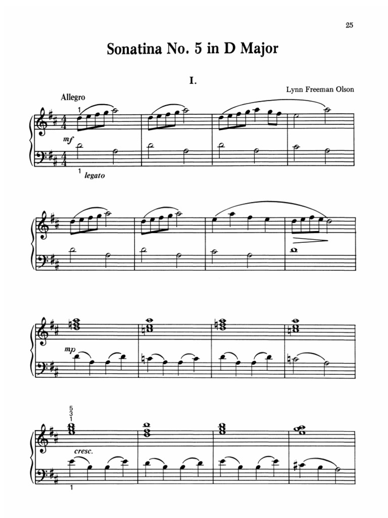 Sonatina 5 em Ré Maior - Lynn Freeman Olson | PDF