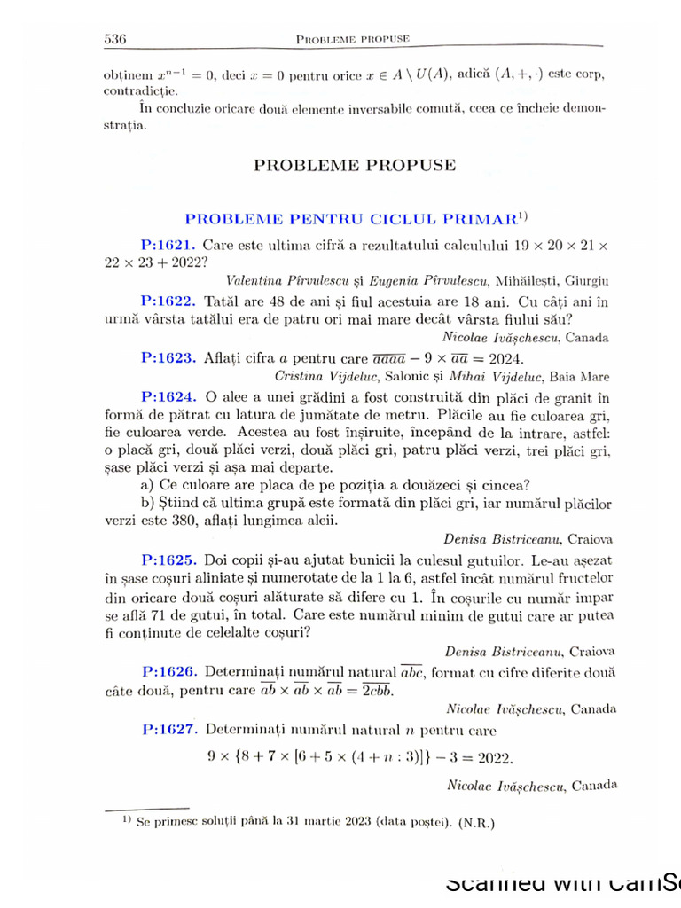 GM 11-2022 Probleme Propuse | PDF