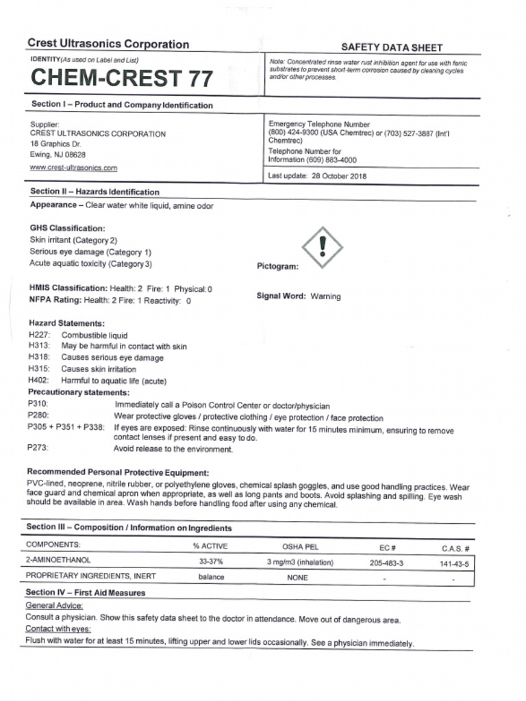 Chem-Crest 77 SDS | PDF