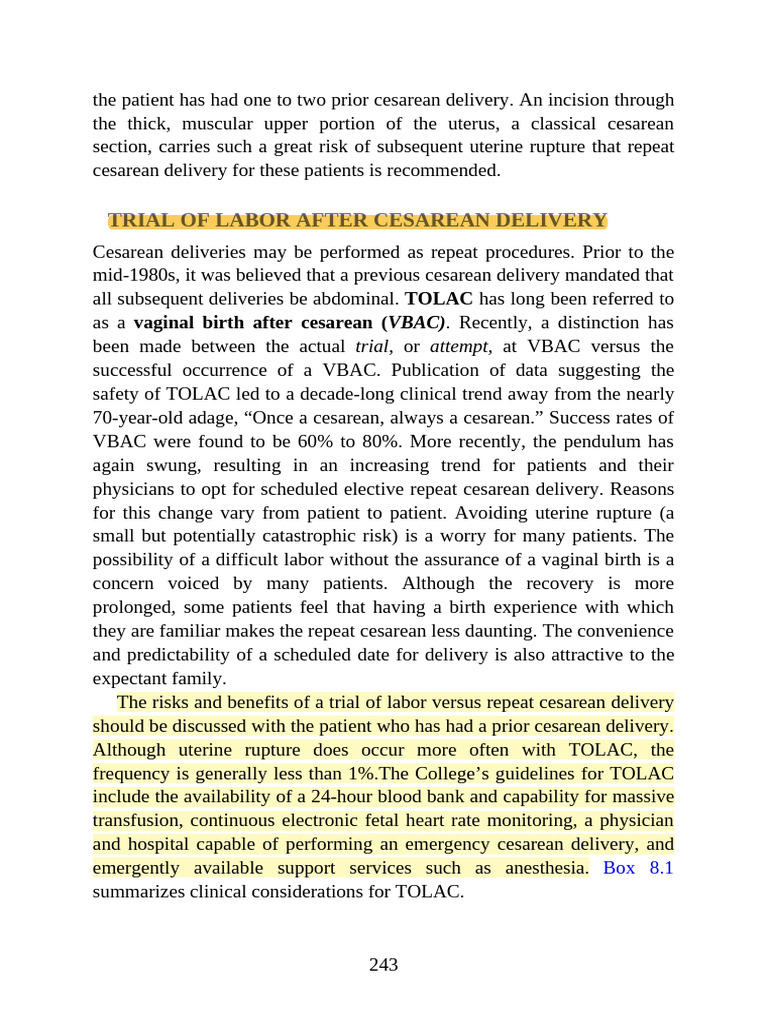 26 - Vaginal Birth After CS. | PDF | Childbirth | Caesarean Section
