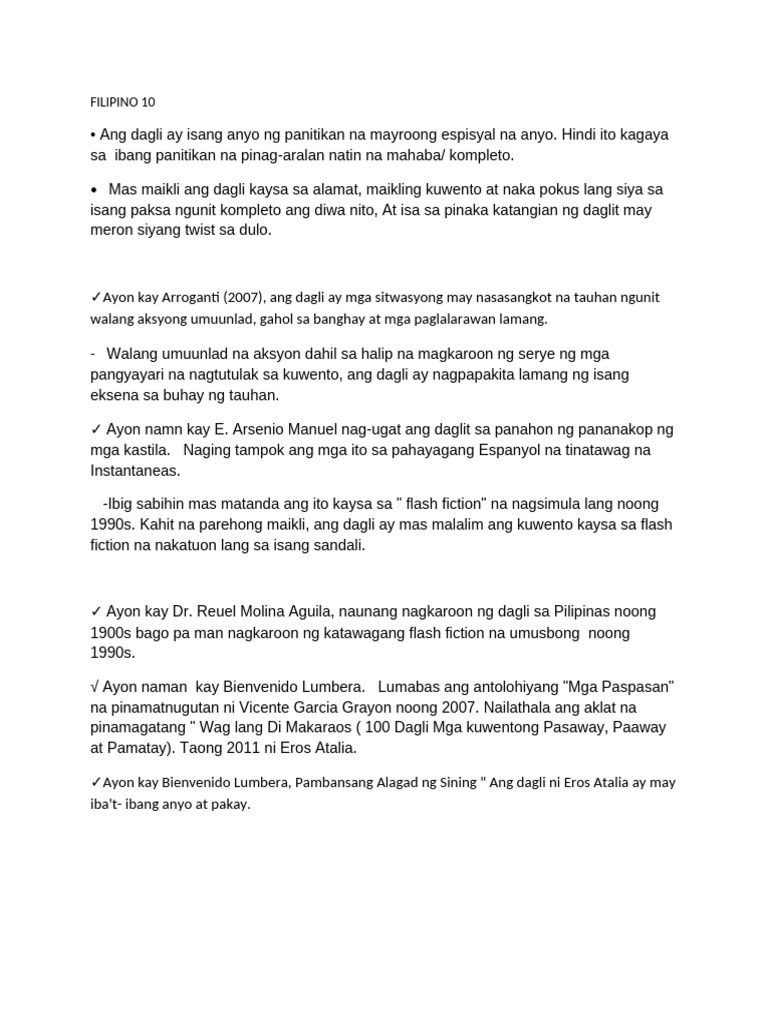 FILIPINO10 Dagli | PDF