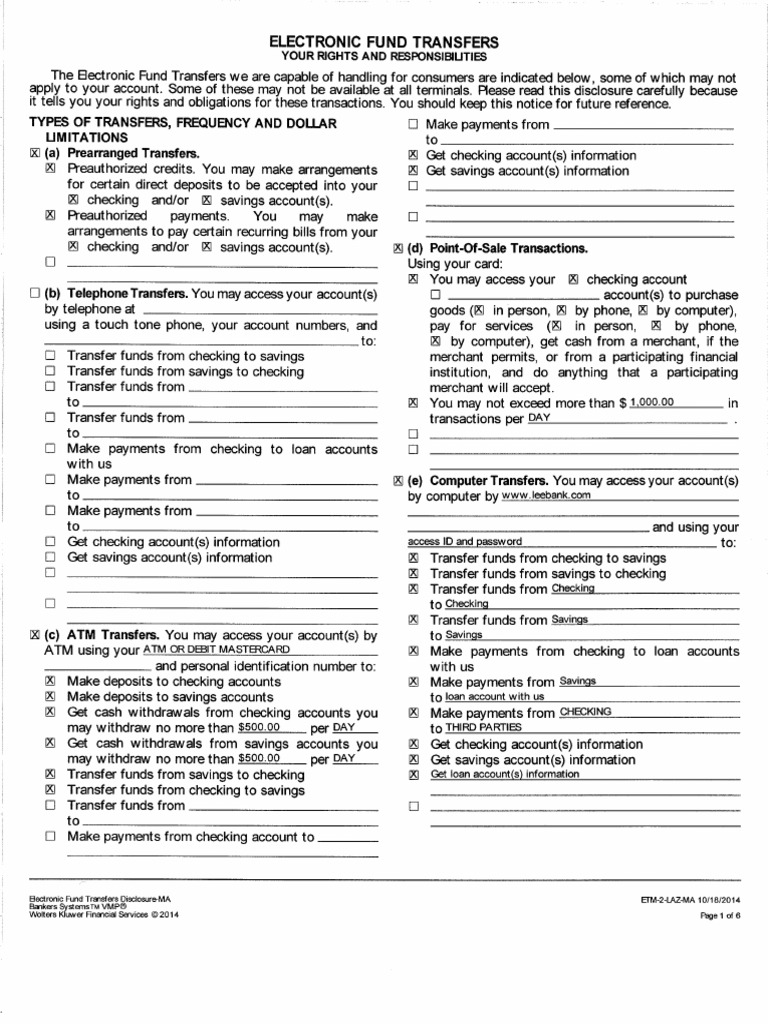 EFT Disclosure | PDF