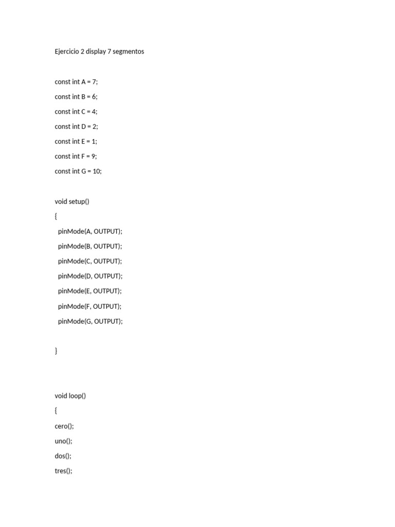 Ejercicio 2 Display 7 Segmentos | PDF | Computer Programming