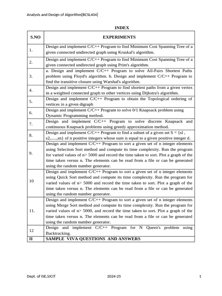 Vindya - ADA Lab Manual-24-25 | PDF | Time Complexity | Computer Programming