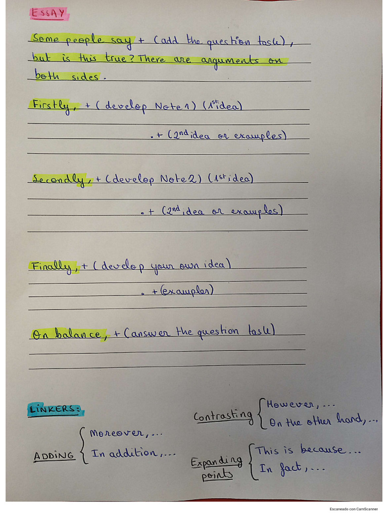 B2 Writing Essay Template | PDF