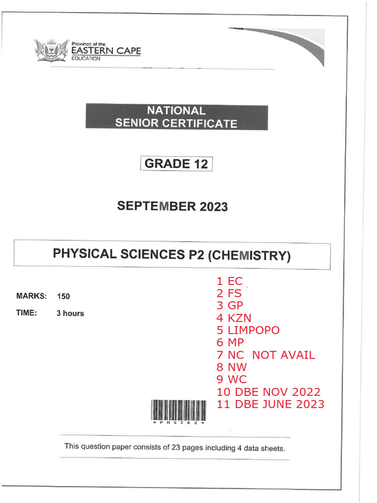 Mega 2023 Trial p2 QP & MG Phyical Sciences Final | PDF | Intermolecular Force | Chemical Substances