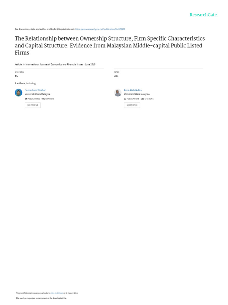 The Relationship Between Ownership Structure | PDF | Capital Structure ...