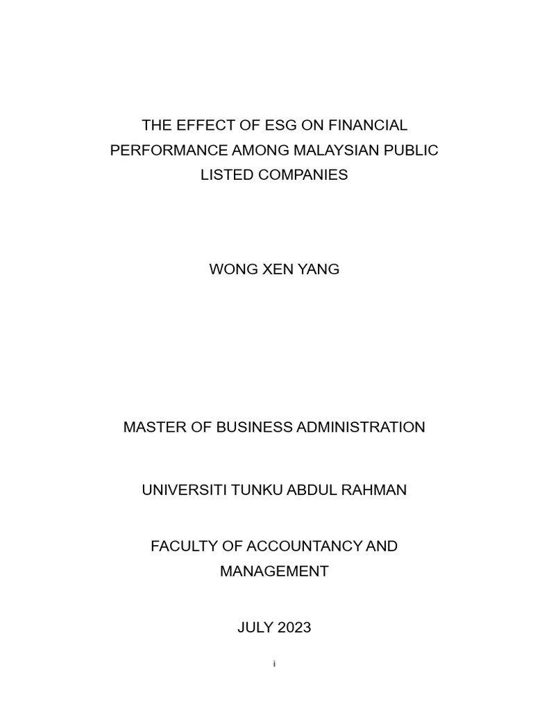 THE EFFECT OG ESG | PDF | Corporate Social Responsibility | Sustainability