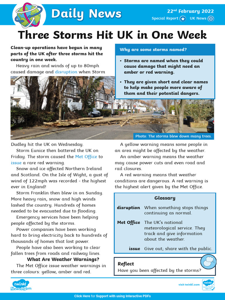 1a. Daily Story - Three Storms Hit UK in One Week - LKS2 (7-9) | PDF ...
