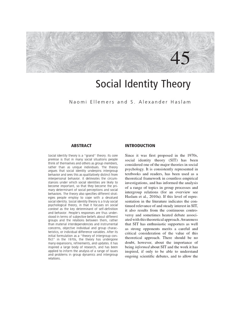 Overview of Social Identity Theory | PDF | Psychology | Behavioural ...