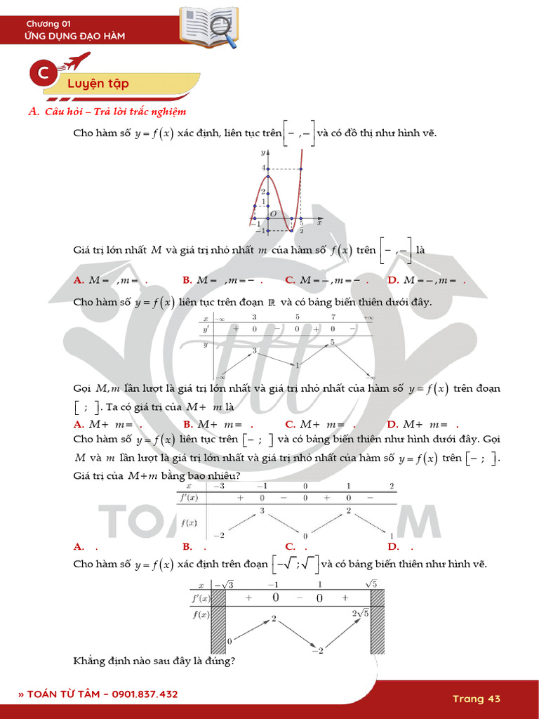 Chuyen de Ung Dung Dao Ham de Khao Sat Va Ve Do Thi Cua Ham So Toan 12 ...