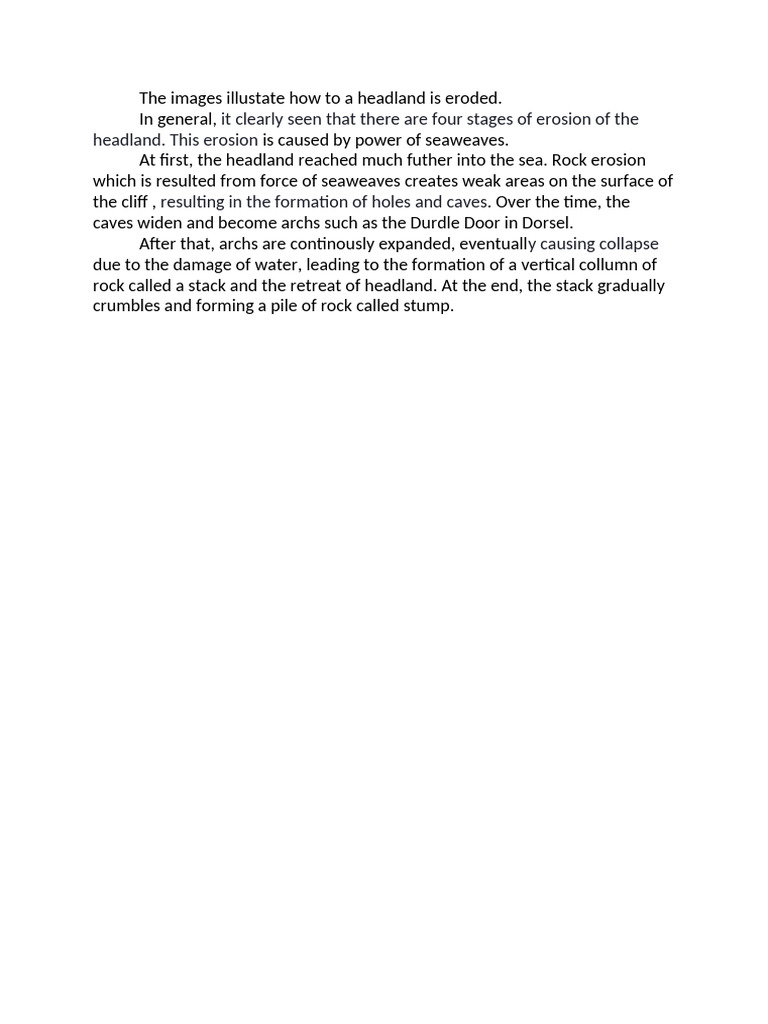 Writing U5 T2 Erosion of Headland | PDF