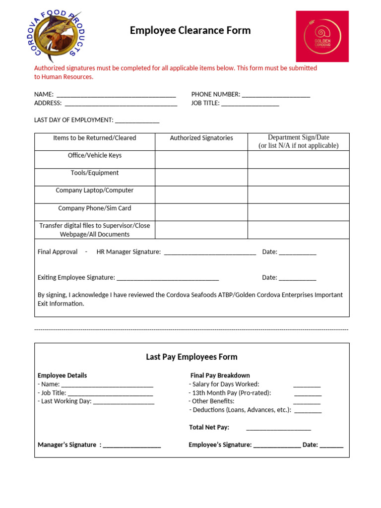 Employee Exit Clearance | PDF