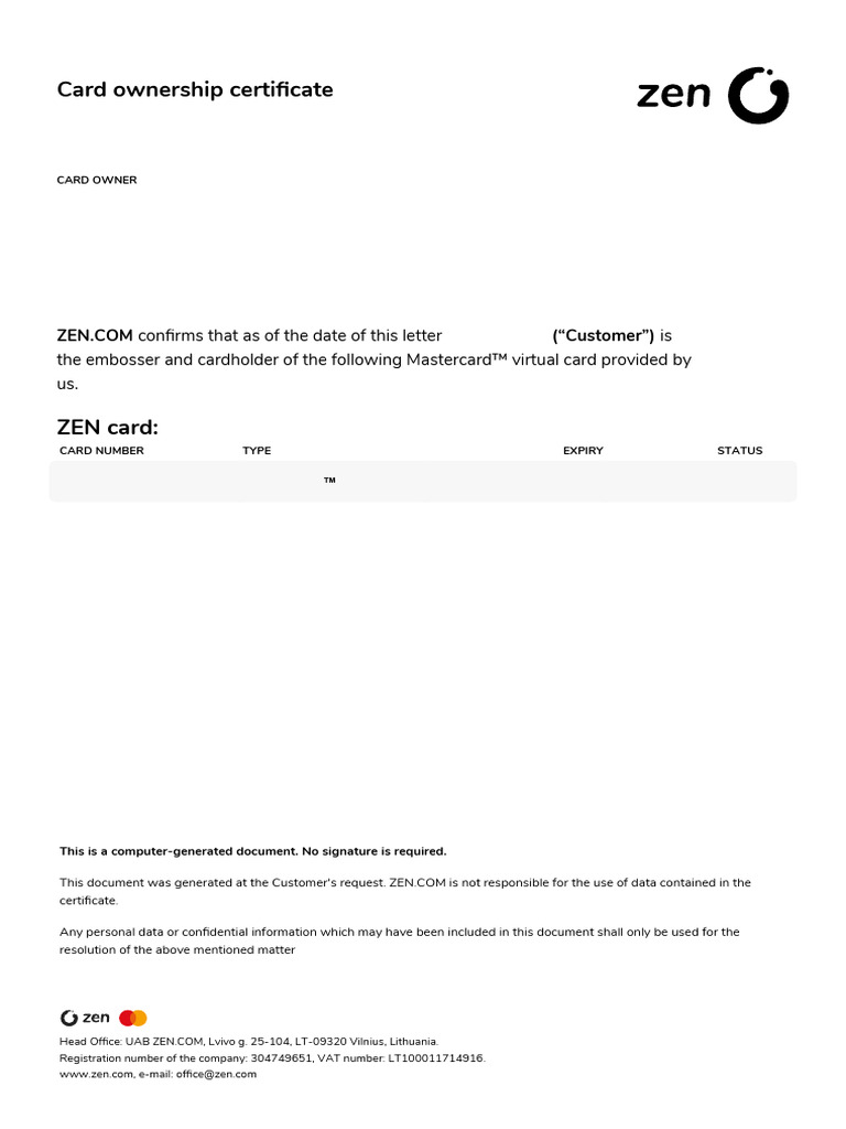 Card Certificate 2507 | PDF