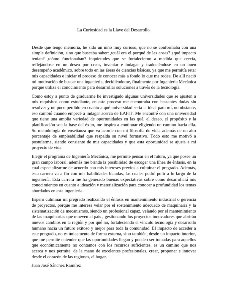 Texto Argumentativo EAFIT 2025-1 | PDF | Ingeniería